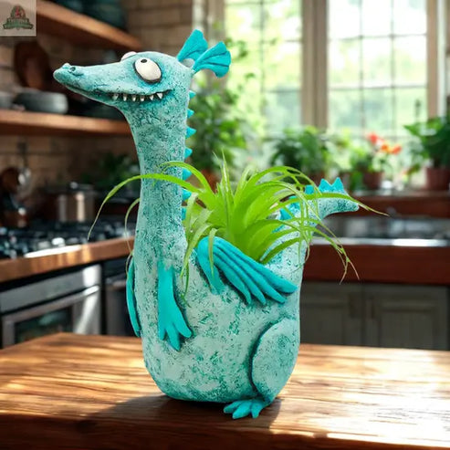 Drake Teal Dragon Blobhouse Planter - Pink Platypus Emporium